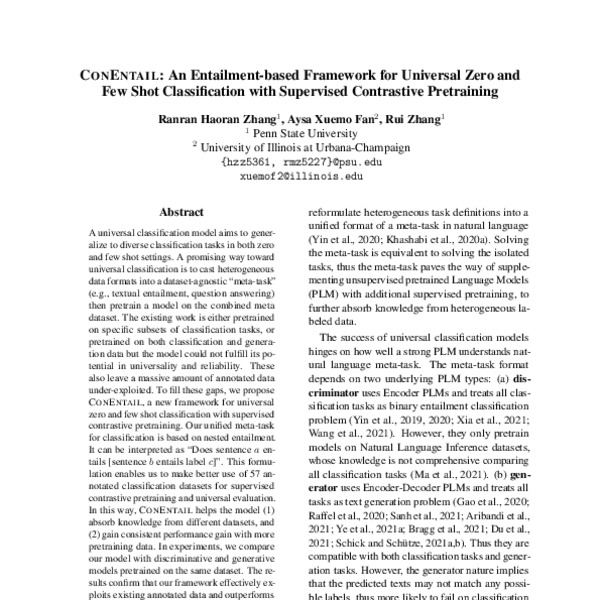ConEntail: An Entailment-based Framework for Universal Zero and Few ...