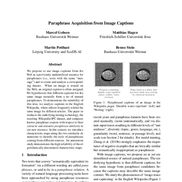 Paraphrase Acquisition from Image Captions - ACL Anthology