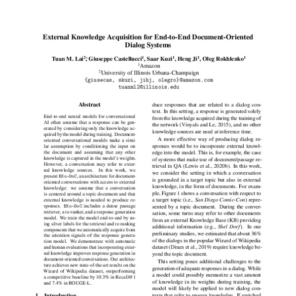 External Knowledge Acquisition for End-to-End Document-Oriented Dialog ...