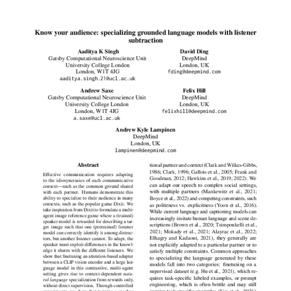 Know your audience: specializing grounded language models with listener ...