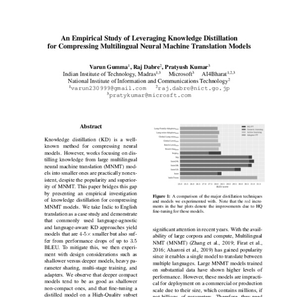 An Empirical Study of Leveraging Knowledge Distillation for Compressing Multilingual Neural ...