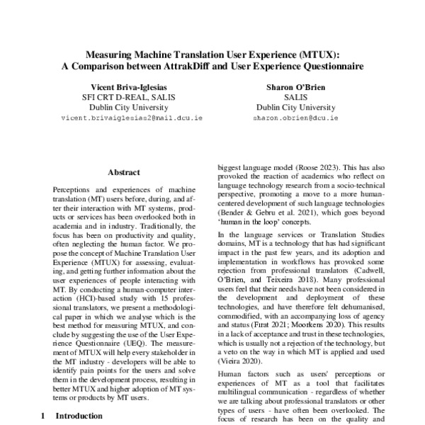 Measuring Machine Translation User Experience (MTUX): A Comparison ...