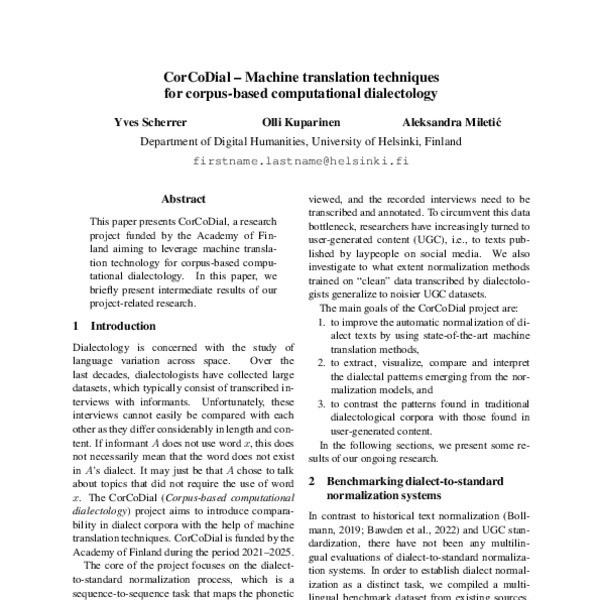 CorCoDial - Machine translation techniques for corpus-based ...