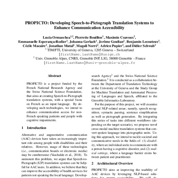 PROPICTO: Developing Speech-to-Pictograph Translation Systems to ...