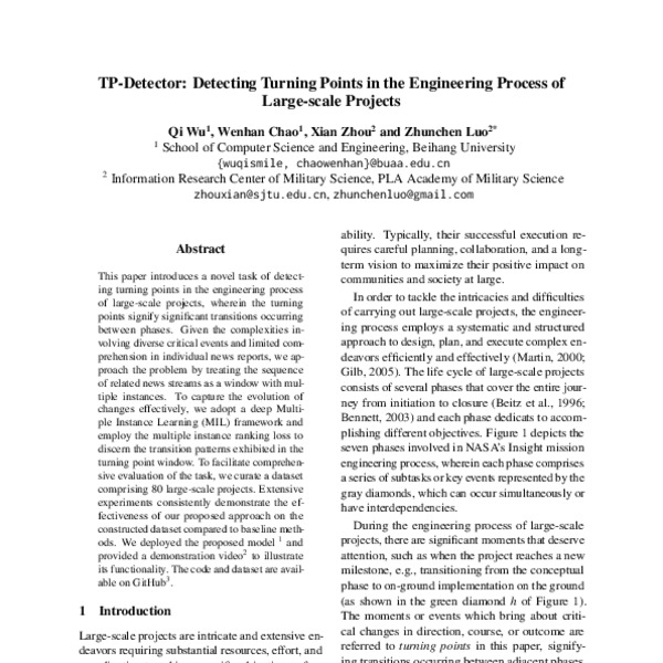 TP-Detector: Detecting Turning Points in the Engineering Process of Large-scale Projects - ACL ...