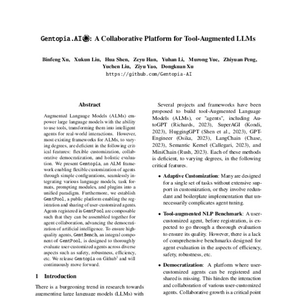 Gentopia.AI: A Collaborative Platform for Tool-Augmented LLMs - ACL ...