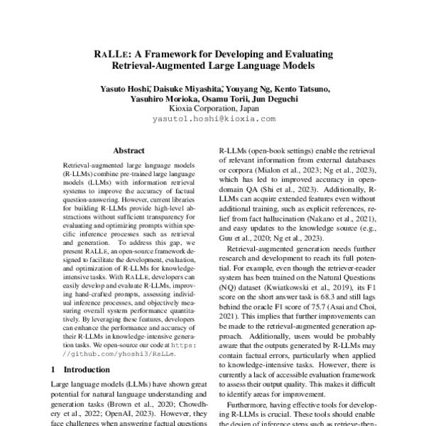 RaLLe: A Framework for Developing and Evaluating Retrieval-Augmented Large Language Models - ACL ...