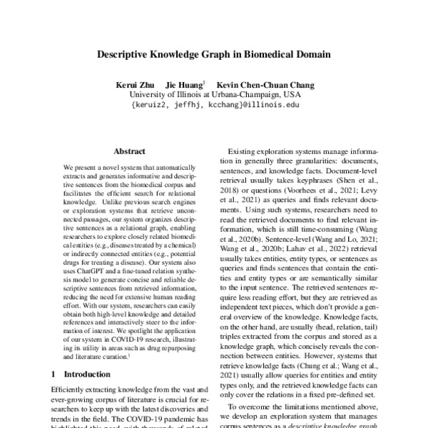 Descriptive Knowledge Graph in Biomedical Domain - ACL Anthology
