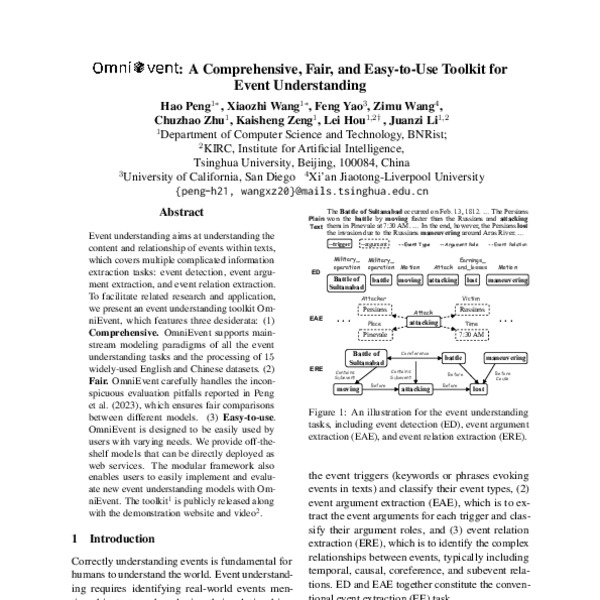 OmniEvent: A Comprehensive, Fair, and Easy-to-Use Toolkit for Event Understanding - ACL Anthology