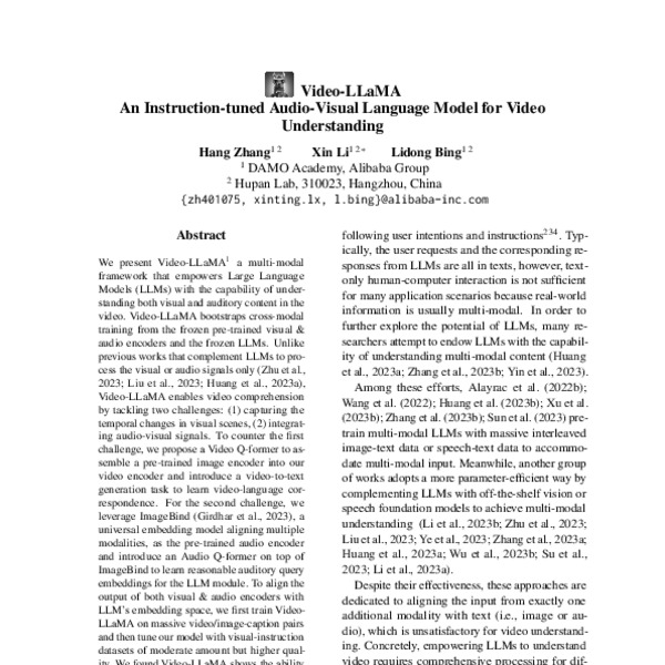 Video-LLaMA: An Instruction-tuned Audio-Visual Language Model for Video Understanding - ACL ...