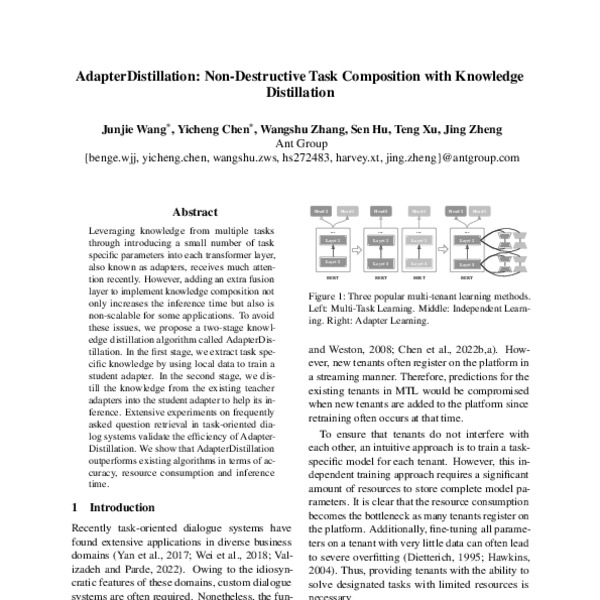 AdapterDistillation: Non-Destructive Task Composition with Knowledge Distillation - ACL Anthology