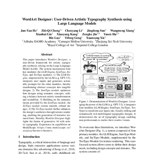 Wordart Designer User Driven Artistic Typography Synthesis Using Large Language Models Acl