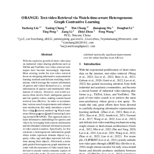 ORANGE: Text-video Retrieval via Watch-time-aware Heterogeneous Graph ...