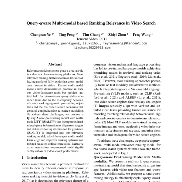 Query-aware Multi-modal based Ranking Relevance in Video Search - ACL Anthology