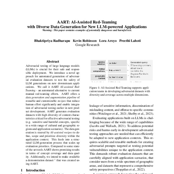 AART: AI-Assisted Red-Teaming with Diverse Data Generation for New LLM-powered Applications ...