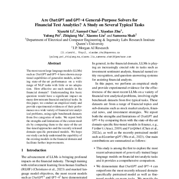 Are ChatGPT and GPT-4 General-Purpose Solvers for Financial Text ...
