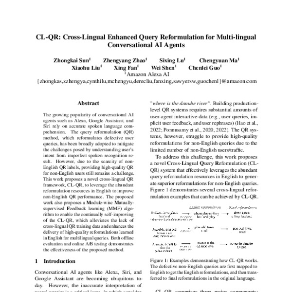 CL-QR: Cross-Lingual Enhanced Query Reformulation for Multi-lingual Conversational AI Agents ...