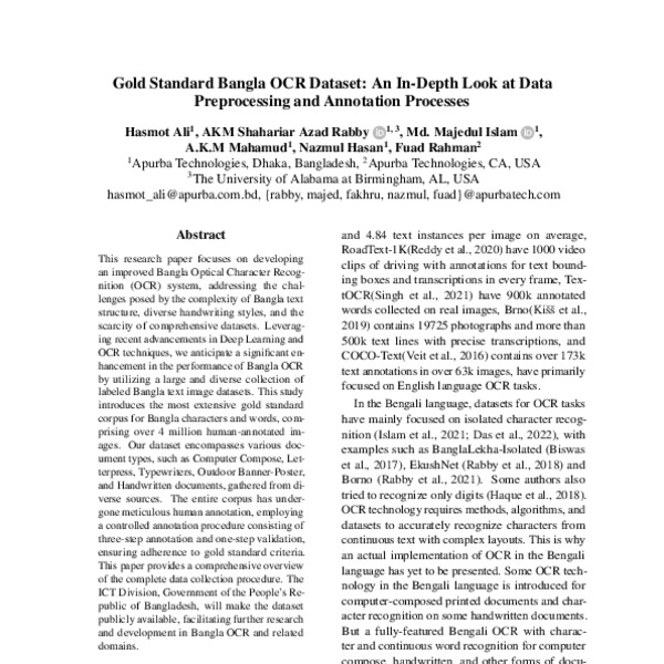 Gold Standard Bangla OCR Dataset: An In-Depth Look at Data ...