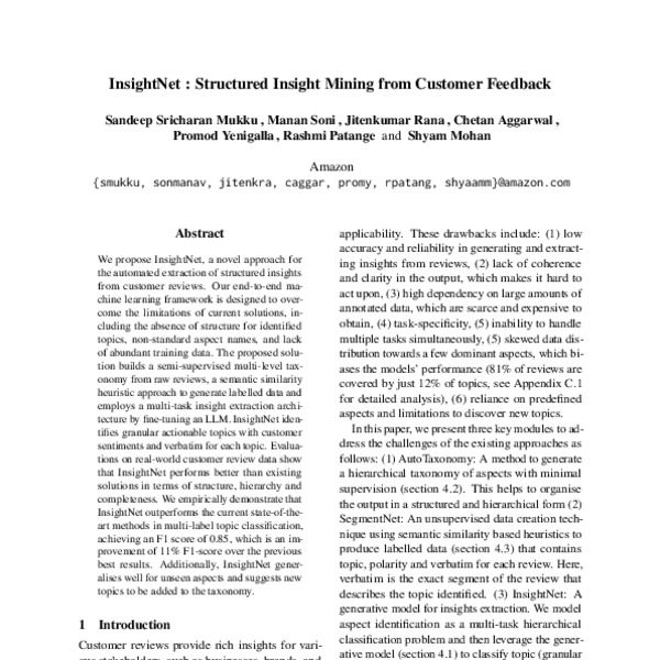InsightNet : Structured Insight Mining from Customer Feedback - ACL ...
