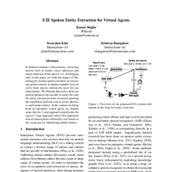 E2E Spoken Entity Extraction for Virtual Agents - ACL Anthology