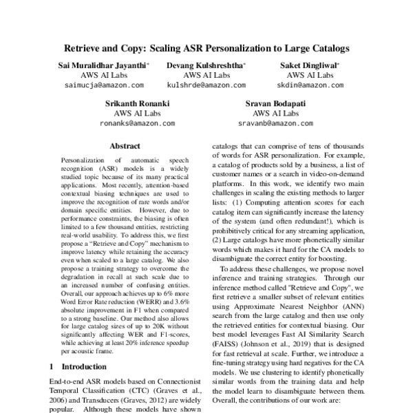 Retrieve and Copy: Scaling ASR Personalization to Large Catalogs - ACL Anthology