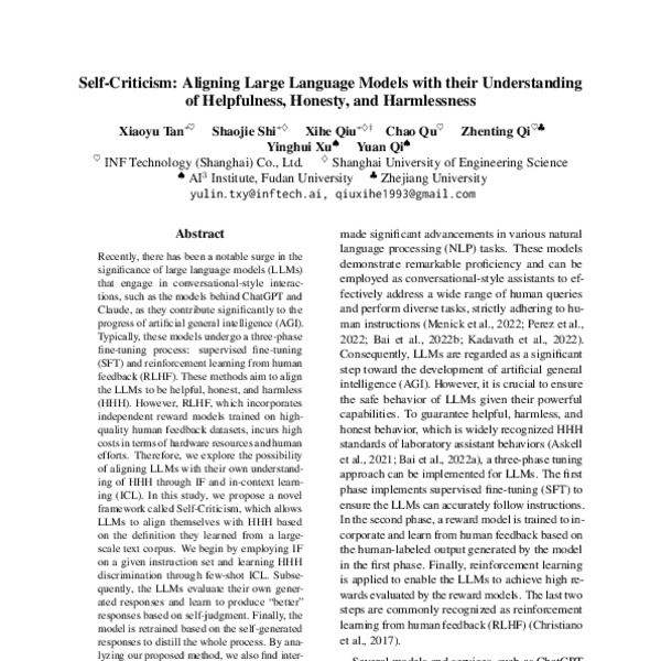 Self-Criticism: Aligning Large Language Models with their Understanding of Helpfulness, Honesty ...