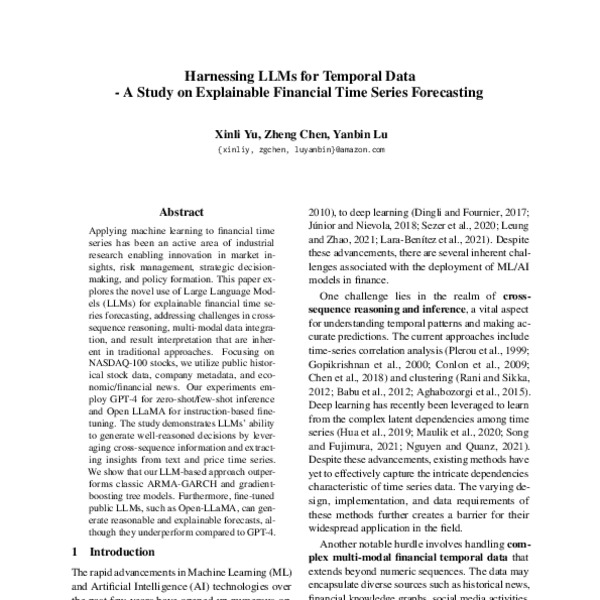 Harnessing LLMs for Temporal Data - A Study on Explainable Financial ...