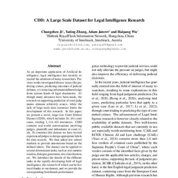 CDD: A Large Scale Dataset for Legal Intelligence Research - ACL Anthology