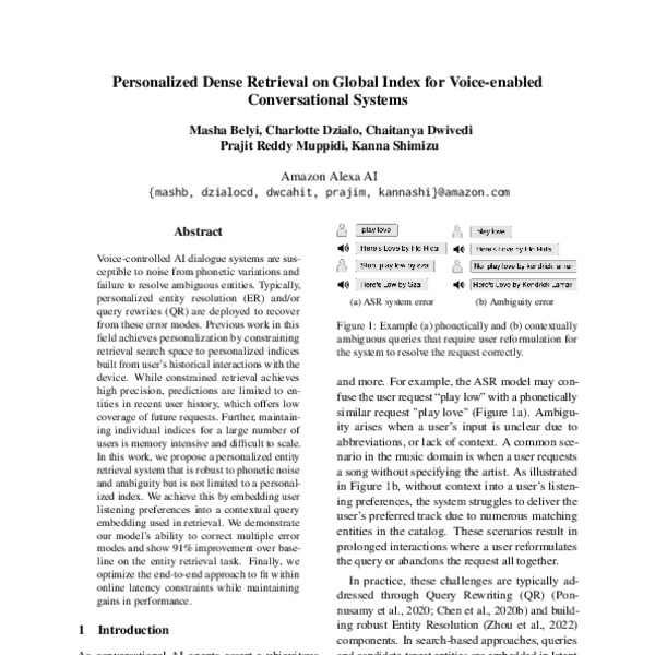 Personalized Dense Retrieval on Global Index for Voice-enabled ...