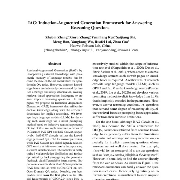 IAG: Induction-Augmented Generation Framework for Answering Reasoning Questions - ACL Anthology