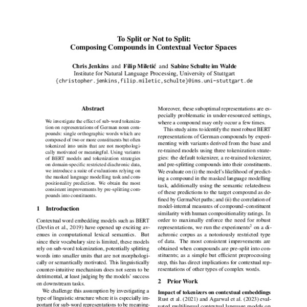 To Split or Not to Split: Composing Compounds in Contextual Vector Spaces - ACL Anthology