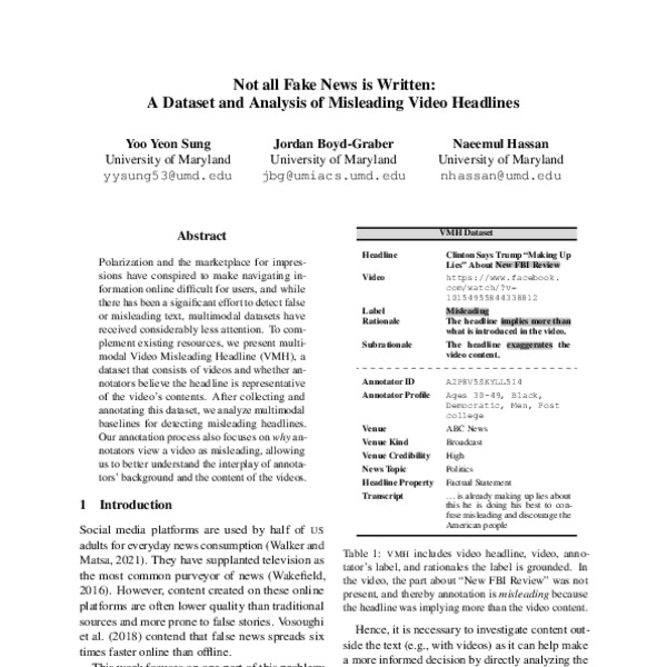 Not all Fake News is Written: A Dataset and Analysis of Misleading ...