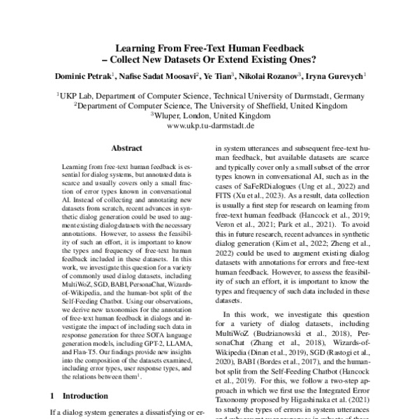 Learning From Free-Text Human Feedback – Collect New Datasets Or Extend Existing Ones? - ACL ...