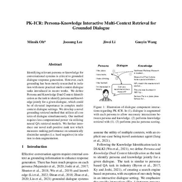 PK-ICR: Persona-Knowledge Interactive Multi-Context Retrieval for Grounded Dialogue - ACL Anthology