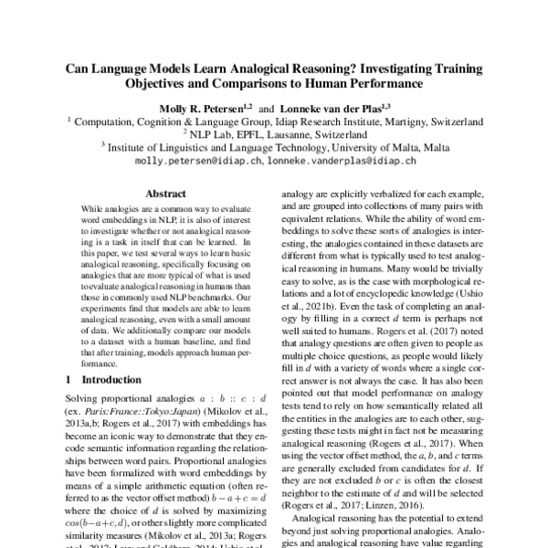 Can language models learn analogical reasoning? Investigating training objectives and ...