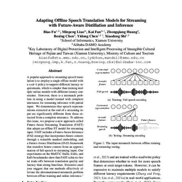 Adapting Offline Speech Translation Models for Streaming with Future ...