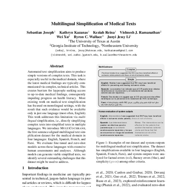 Multilingual Simplification of Medical Texts - ACL Anthology