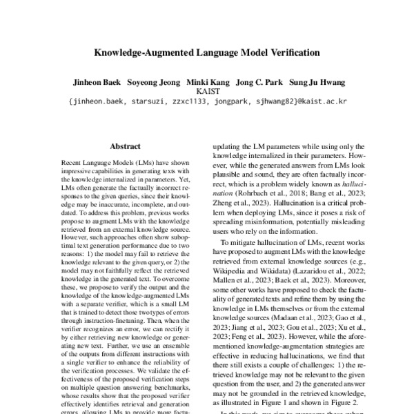 Knowledge-Augmented Language Model Verification - ACL Anthology