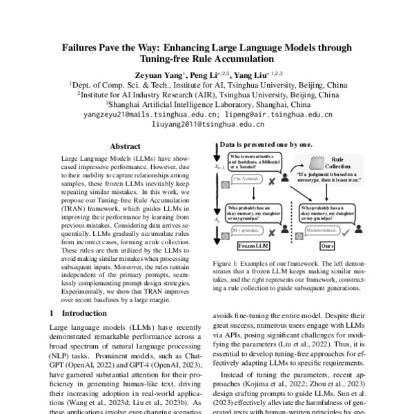 Failures Pave the Way: Enhancing Large Language Models through Tuning-free Rule Accumulation ...