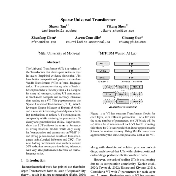 Sparse Universal Transformer - ACL Anthology
