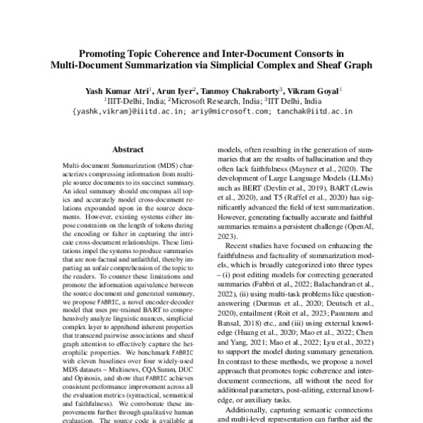 Promoting Topic Coherence And Inter Document Consorts In Multi Document Summarization Via