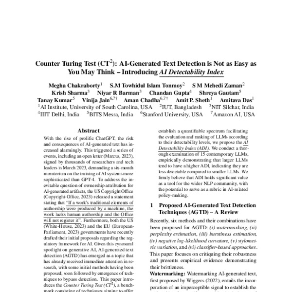 Counter Turing Test (CT2): AI-Generated Text Detection is Not as Easy ...