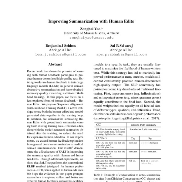 Improving Summarization with Human Edits - ACL Anthology