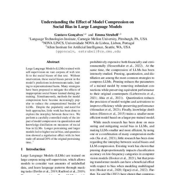 Understanding the Effect of Model Compression on Social Bias in Large ...