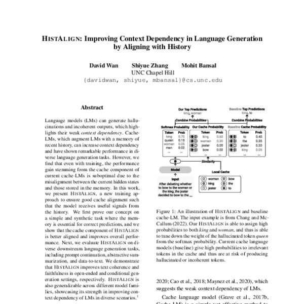 HistAlign: Improving Context Dependency in Language Generation by Aligning with History - ACL ...