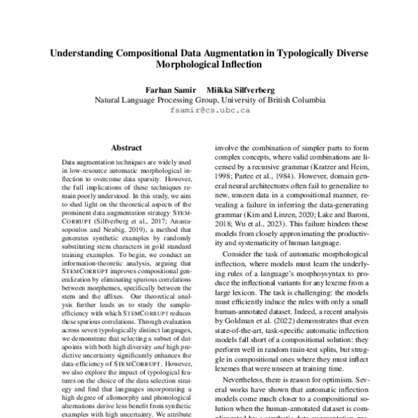 Understanding Compositional Data Augmentation in Typologically Diverse Morphological Inflection ...