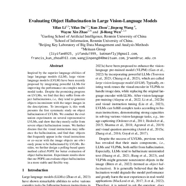 Evaluating Object Hallucination in Large Vision-Language Models - ACL Anthology