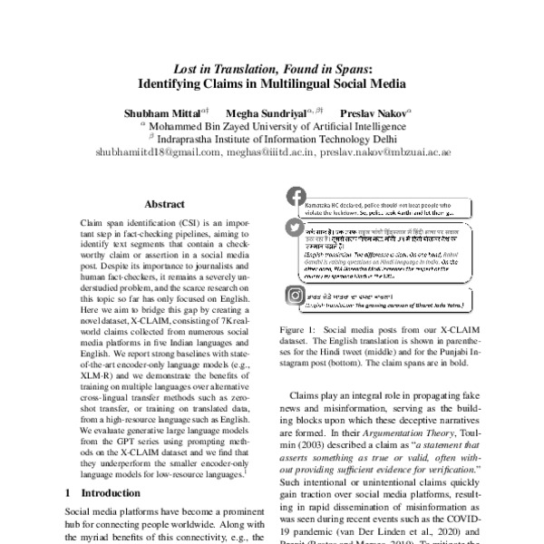 Lost in Translation, Found in Spans: Identifying Claims in Multilingual ...