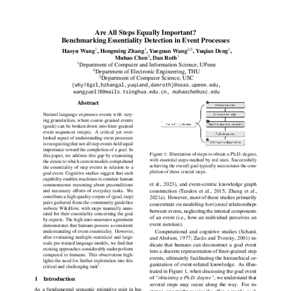 Are All Steps Equally Important? Benchmarking Essentiality Detection in Event Processes - ACL ...