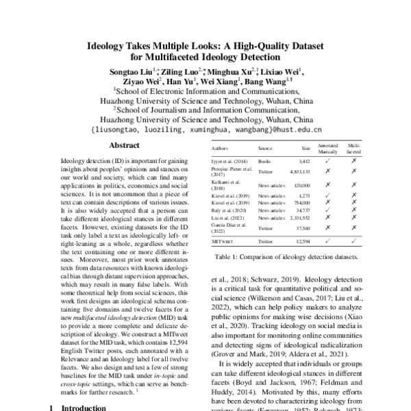Ideology Takes Multiple Looks: A High-Quality Dataset for Multifaceted Ideology Detection - ACL ...